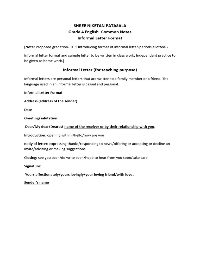 G4 - ENG - Informal Letter Format | PDF