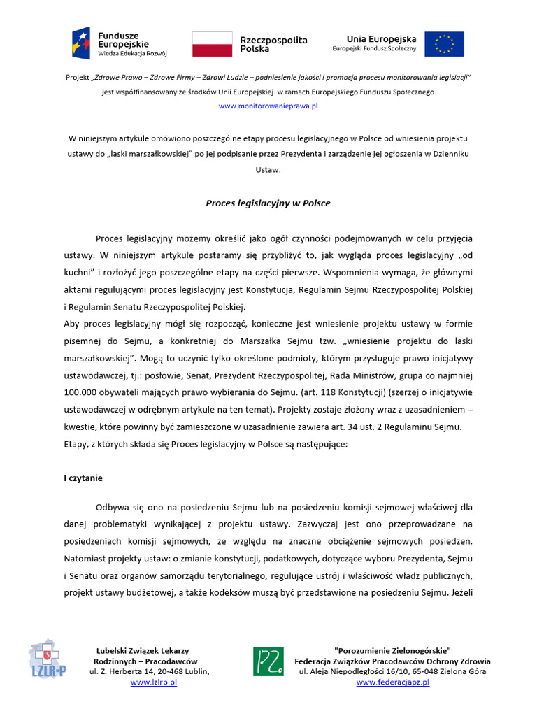1 Proces Legislacyjny W Polsce | PDF