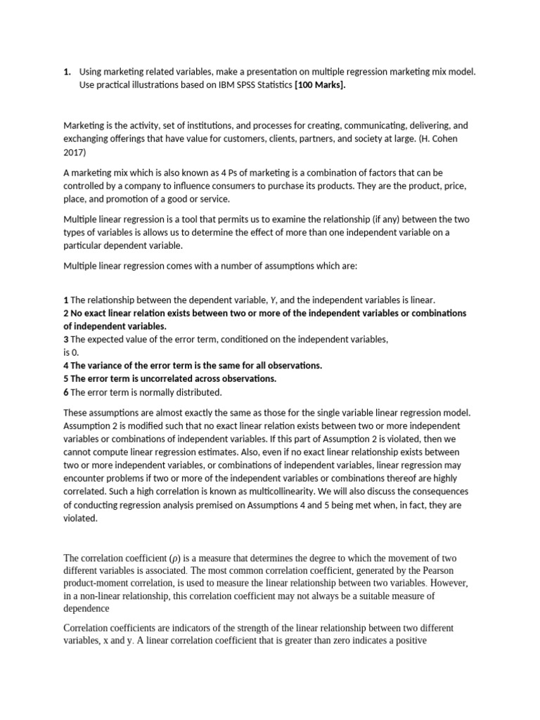marketing Analytics assignment | PDF | Regression Analysis | Errors And Residuals