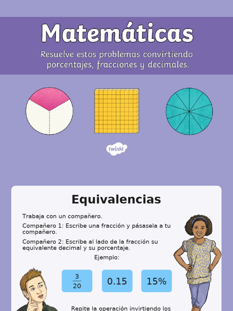 Equivalencias: Fracciones, Decimales y Porcentajes | PDF