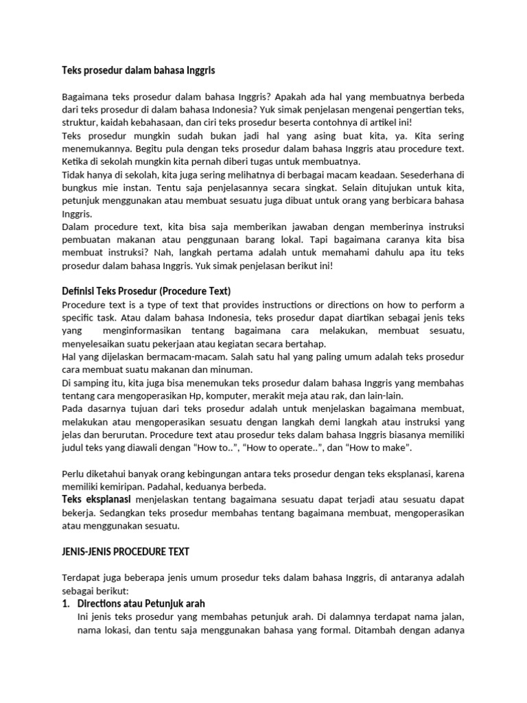 Teks Prosedur Dalam Bahasa Inggris | PDF