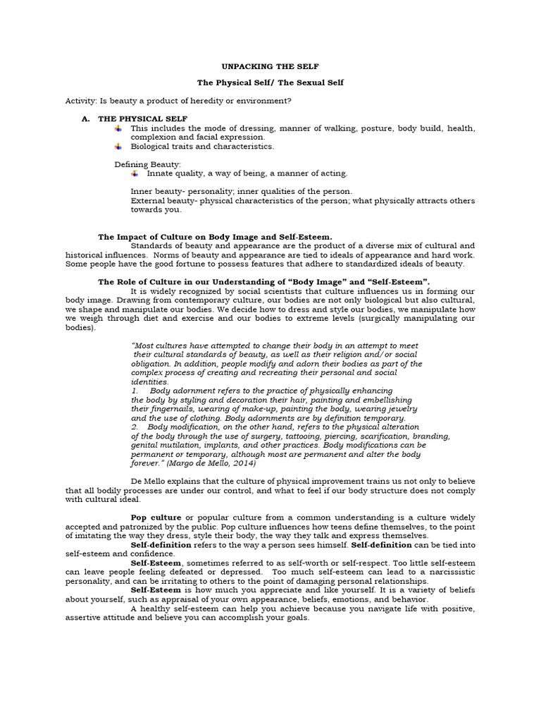 UNPACKING THE SELF-physical | PDF | Menstrual Cycle | Sexual Arousal