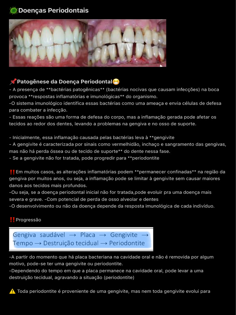 Patogênese e Tratamento de Doenças Periodontais | PDF | Dente humano | Boca