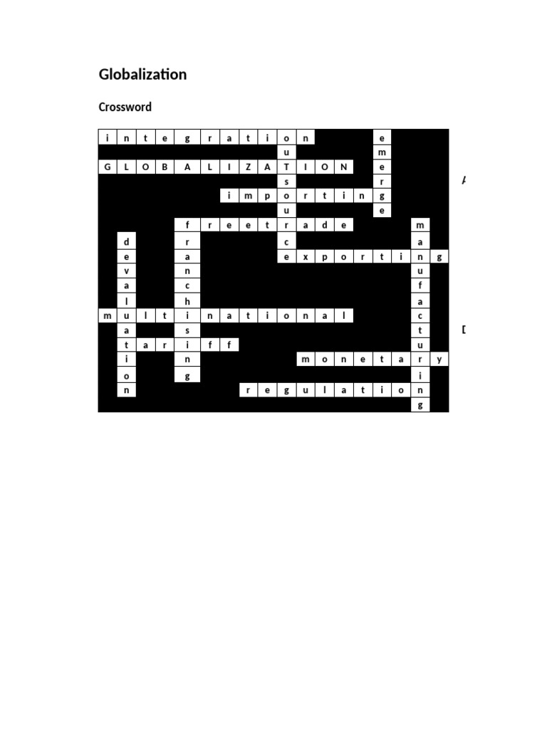Globalization Crossword Puzzle Guide | PDF
