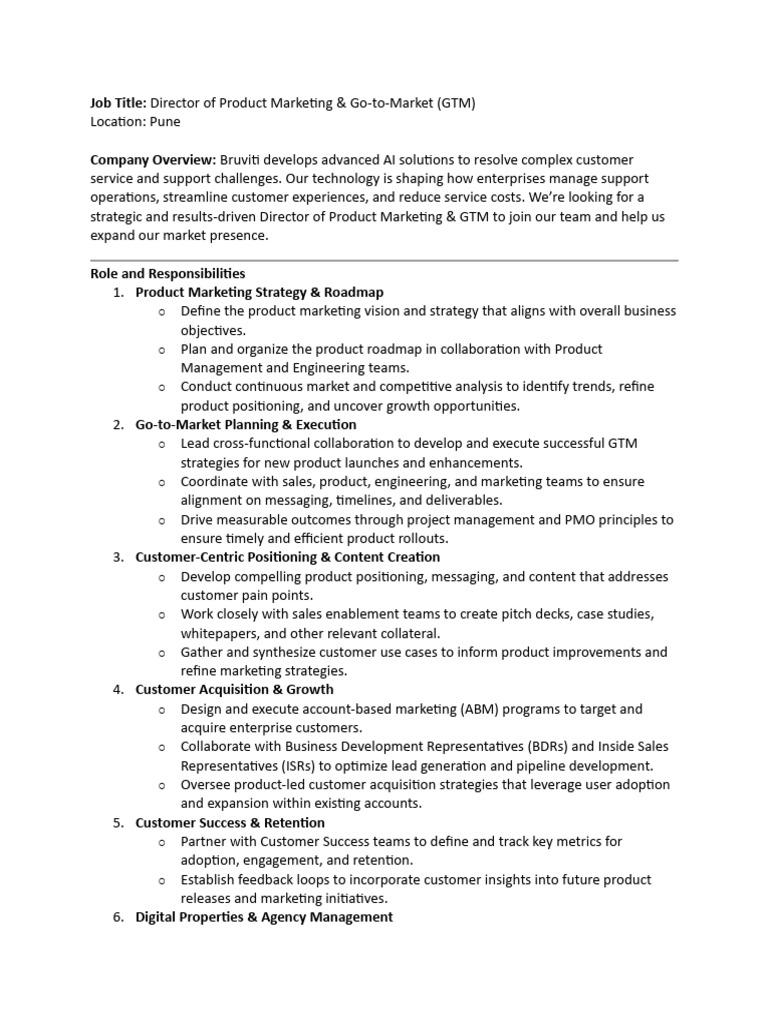JD - Product Marketing Director | PDF | Marketing | Marketing Strategy