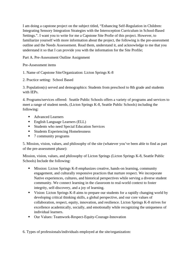 Capstone Project Instructions | PDF | Occupational Therapy | Emotional ...