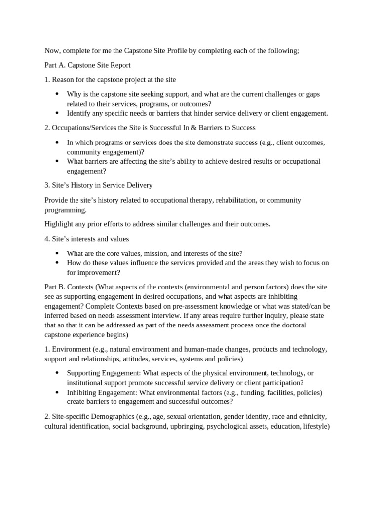Capstone Project Instructions 2 | PDF | Occupational Therapy ...