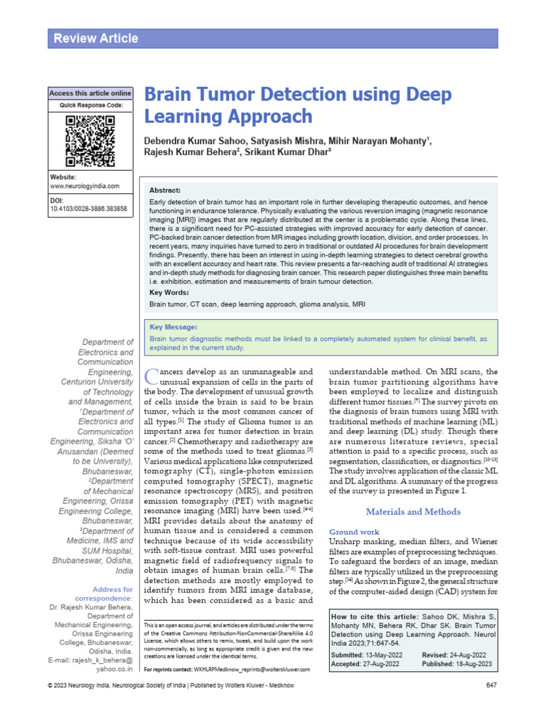 Brain Tumor Detection Using Deep Learning Approach 3 Pdf Machine