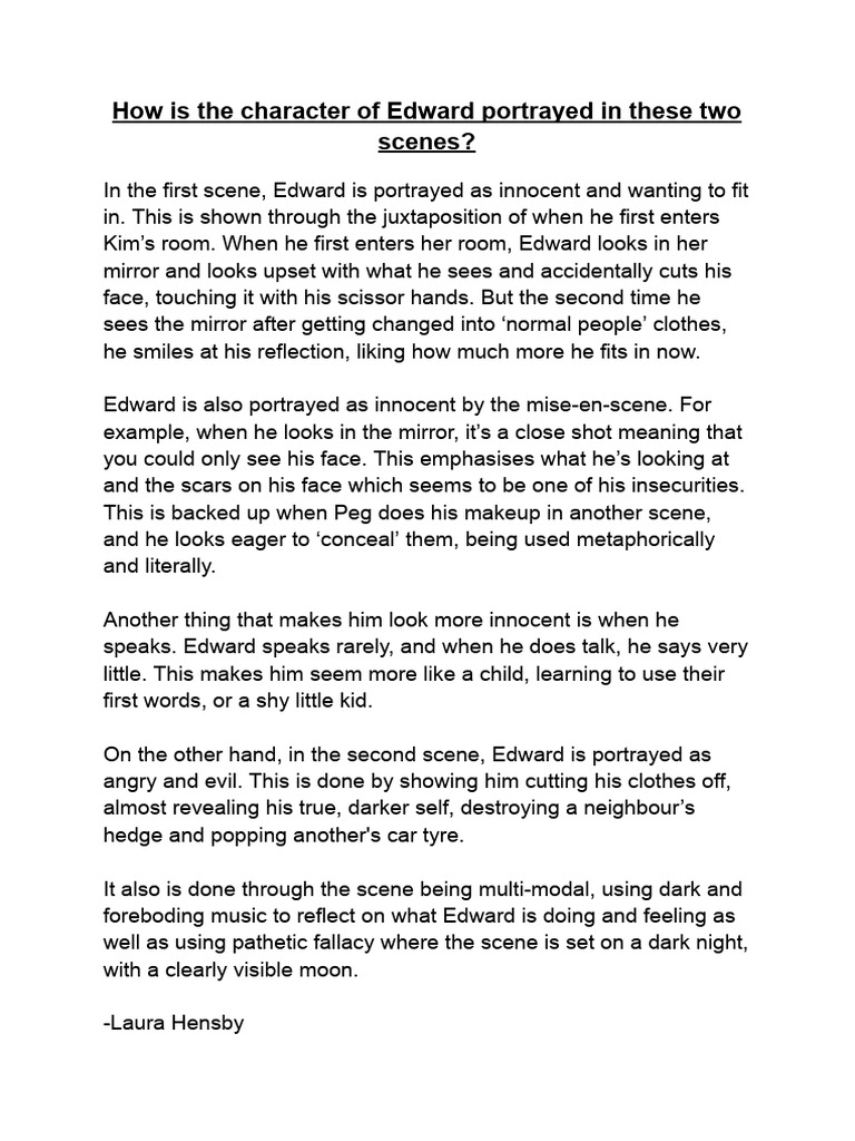 How Is The Character of Edward Portrayed in These Two Scenes | PDF
