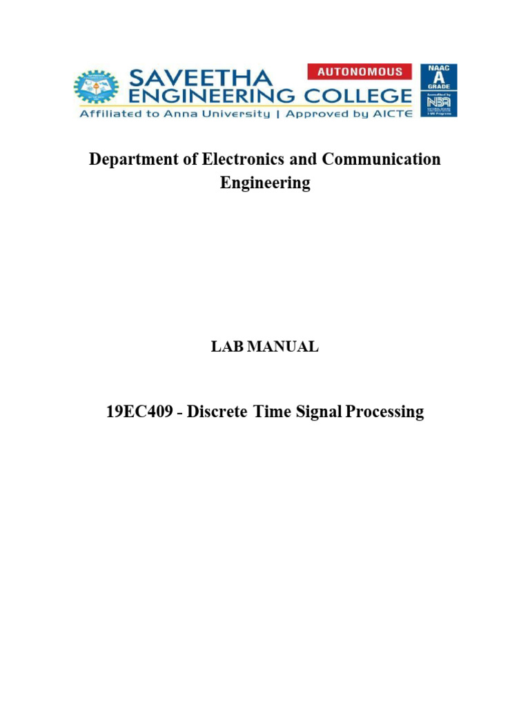 DTSP - New Lab Manual - 2024-25 - Even - SEM | PDF | Digital Signal Processing | Convolution