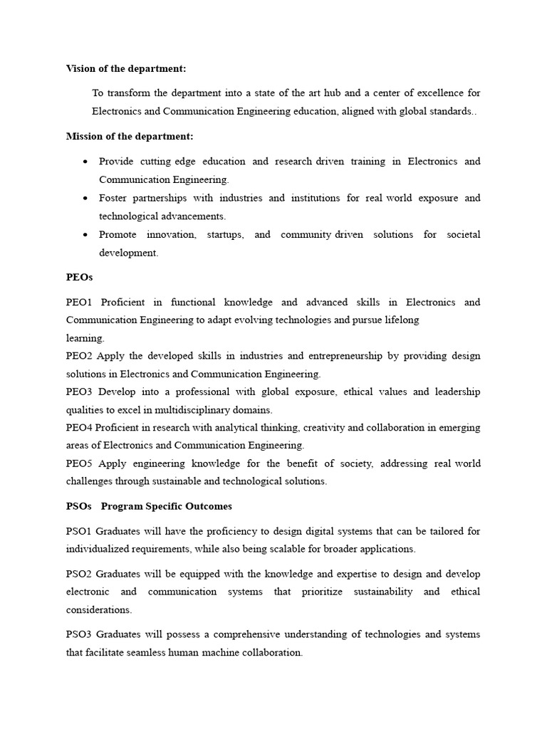ECE - Vision of The Department | PDF | Engineering | Knowledge