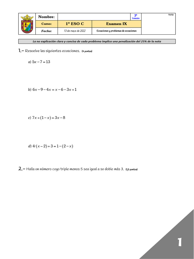 Ex 9 Alg | PDF | Fórmula | Decimal