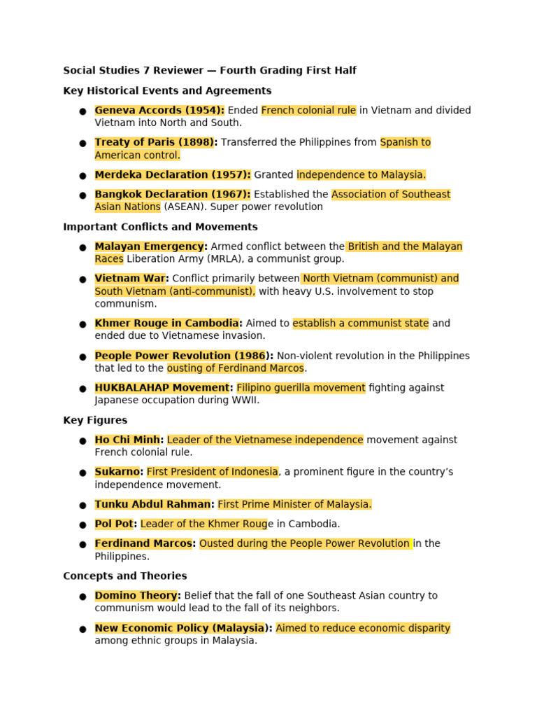 Social-Studies-7-Reviewer | PDF | Vietnam | Myanmar