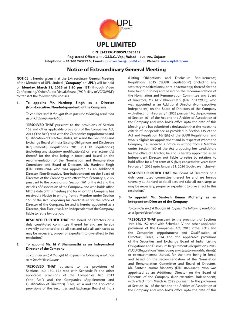 133295_Notice_of_EGM | PDF | Board Of Directors | Audit Committee