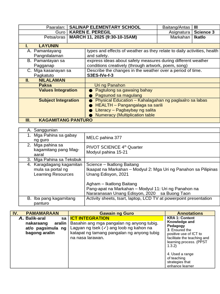 science cot 4th | PDF