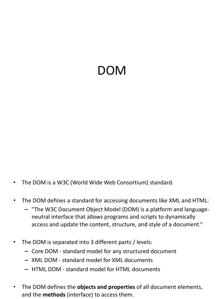 DOM Presentation | PDF | Ajax (Programming) | Document Object Model