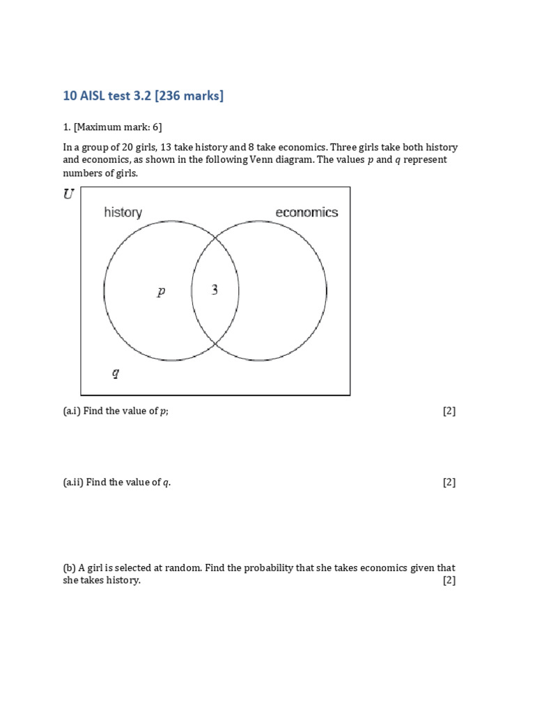 12 AISL 3.1 Revision Part 1 | PDF | Applied Mathematics | Probability