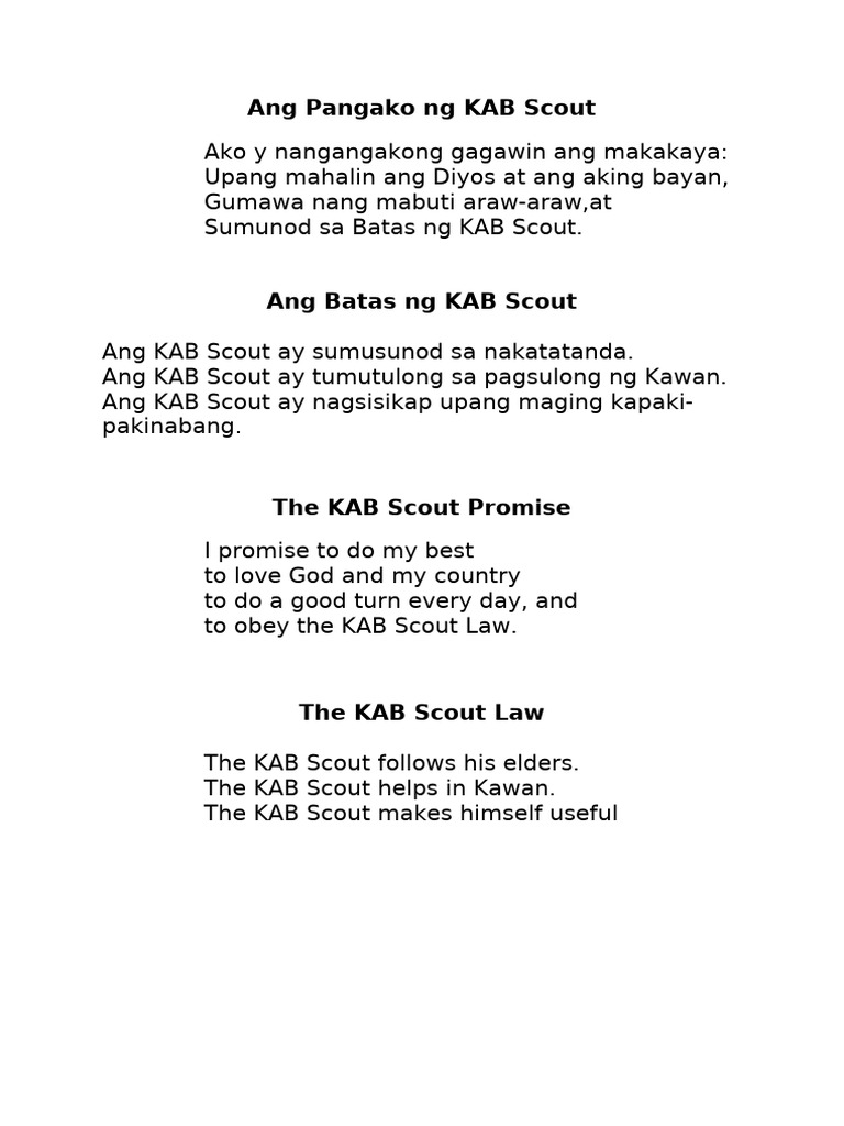 Ang Pangako NG KAB Scout | PDF