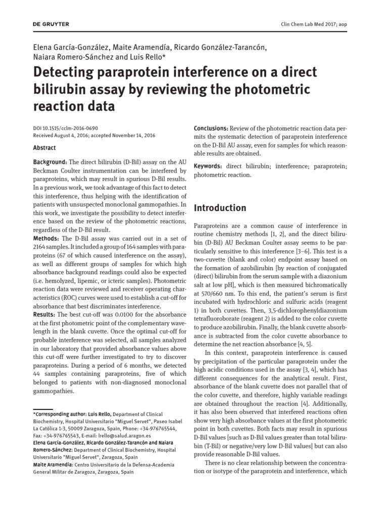 3.DBIL Paraprotein Beckman BLANK ABS DETECT | PDF | Absorbance | Color