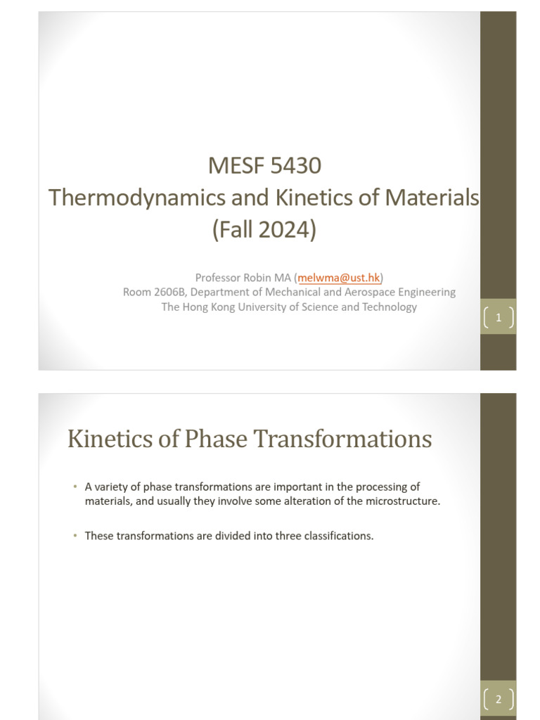 MESF5430 Note 2 For Students 2024 | PDF | Nucleation | Freezing