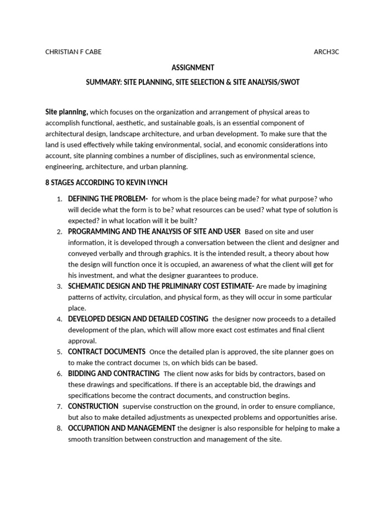 SWOT Analysis for Site Selection | PDF | Swot Analysis | Economies