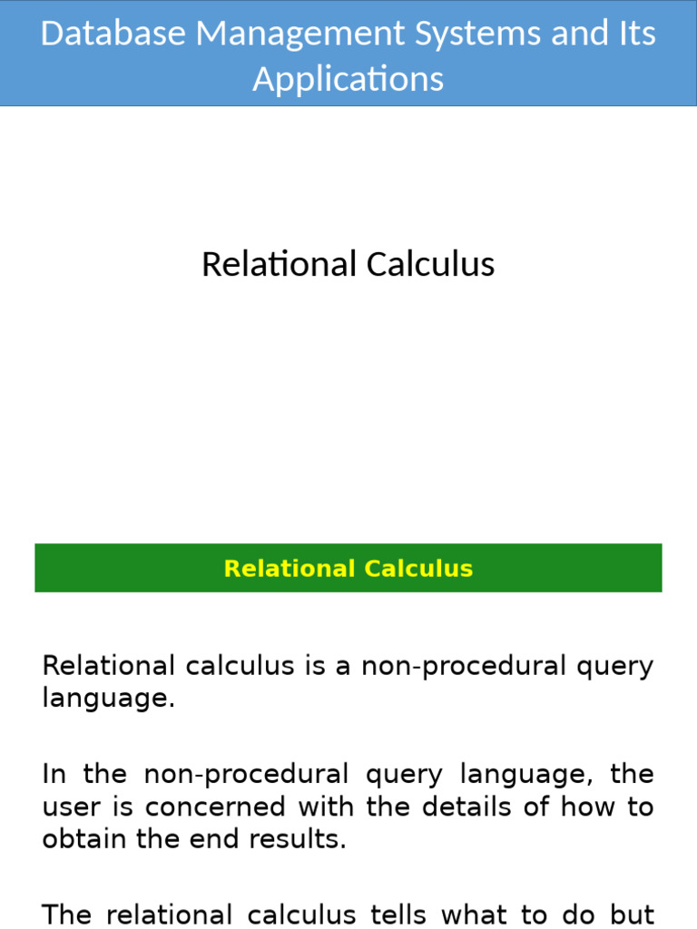 Unit Ii Relational Calculus Pdf Relational Model Data Model