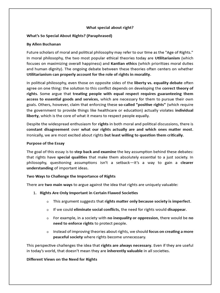 What Special About Right | PDF | Rights | Utilitarianism