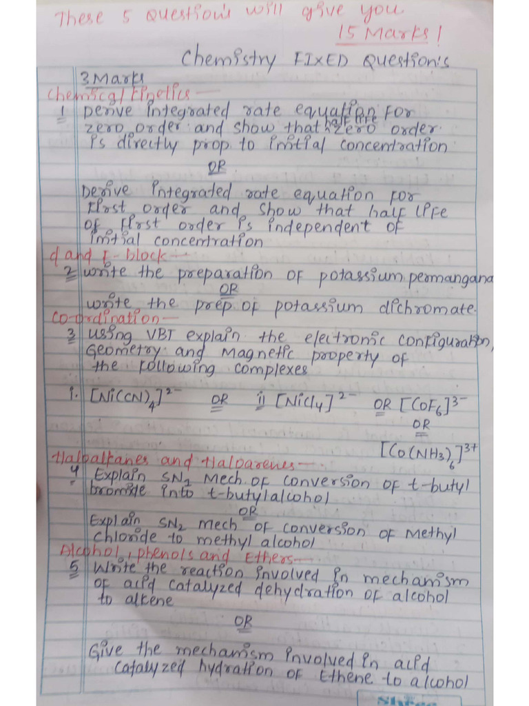 Chemistry FIXED Questions | PDF