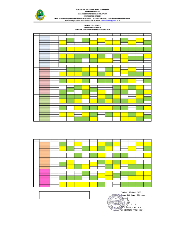 JADWAL PSTS X SEMESTER GENAP T.P 2024-2025 (1) | PDF