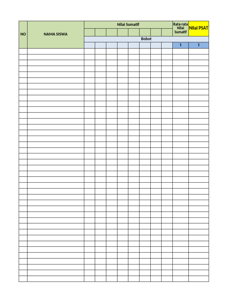 Format Pengolahan Nilai KM SMT Genap 2024-2025 | PDF