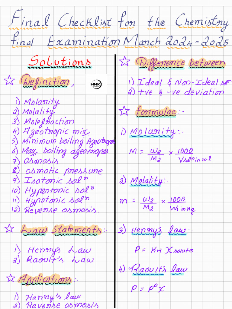 Final Chemistry Check List For 2nd Pu Chemistry Ex - 250311 - 164131 | PDF