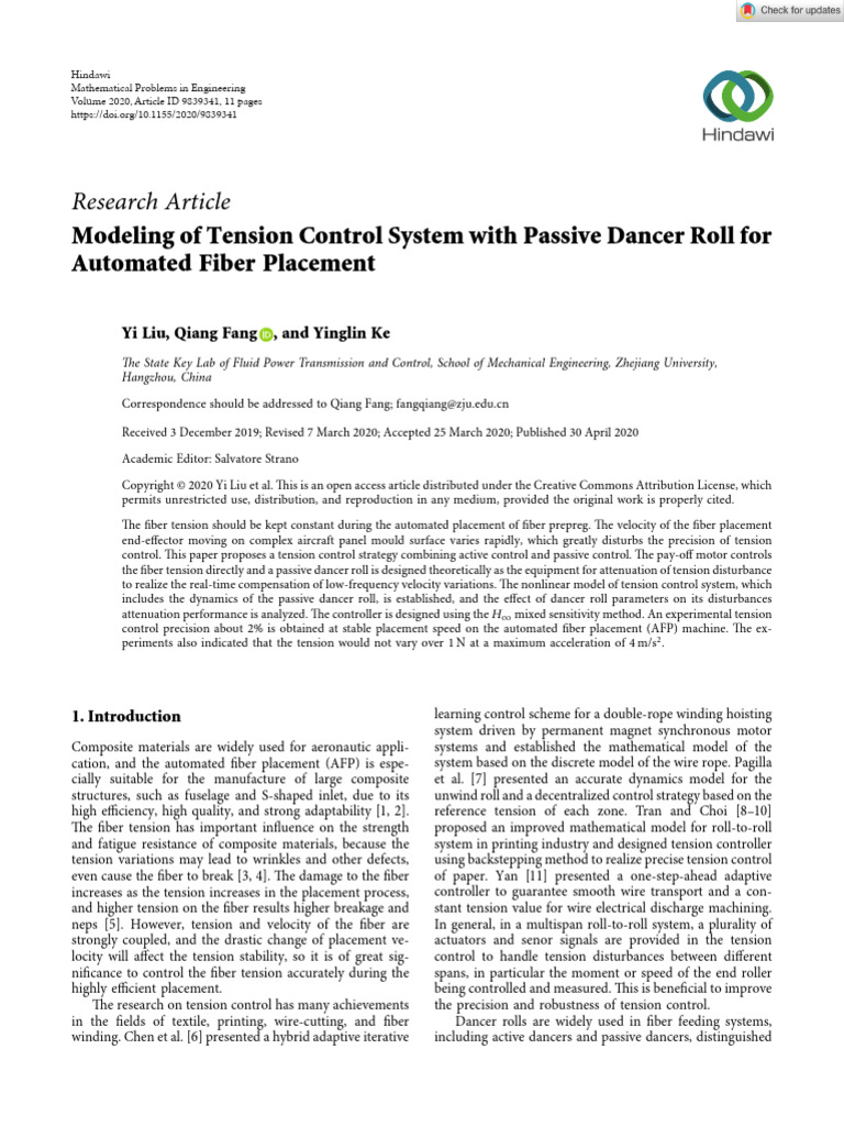 Modeling of Tension Control System With Passive Dancer Roll For ...