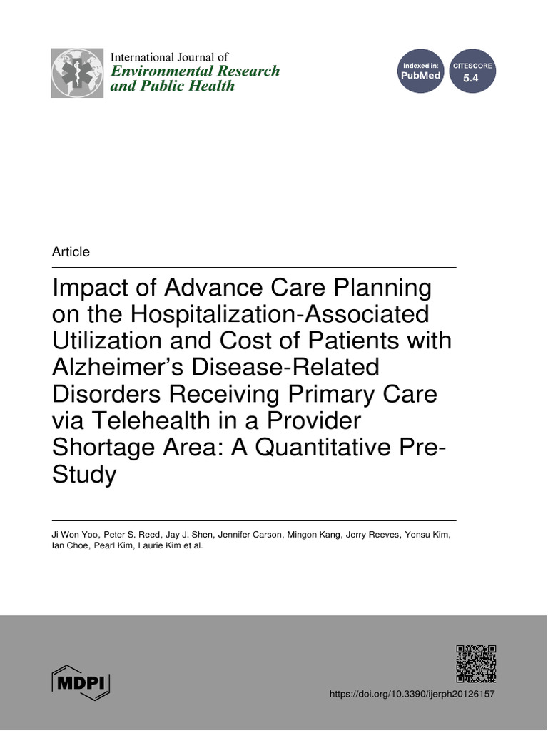 Int J Environ Public Health (2023) Impact of Advance Care Planning On The Hospitalization ...