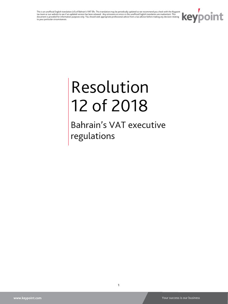 Bahrain VAT Executive Regulations | PDF | Taxes | Lease