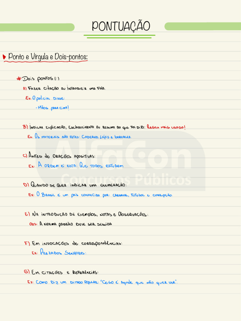 AlfaCon Emprego de Ponto e Virgula e Dois Pontos Caderno Do Aluno | PDF