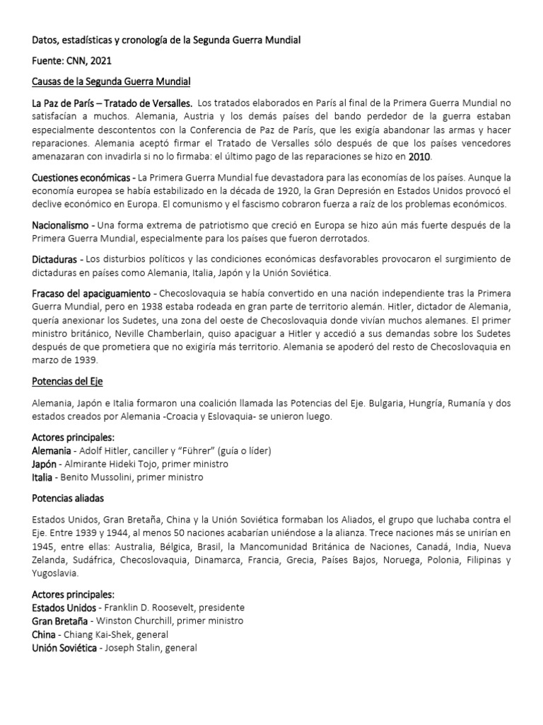 Segunda Guerra Mudial en Números | PDF | Alemania nazi | Aliados de la ...