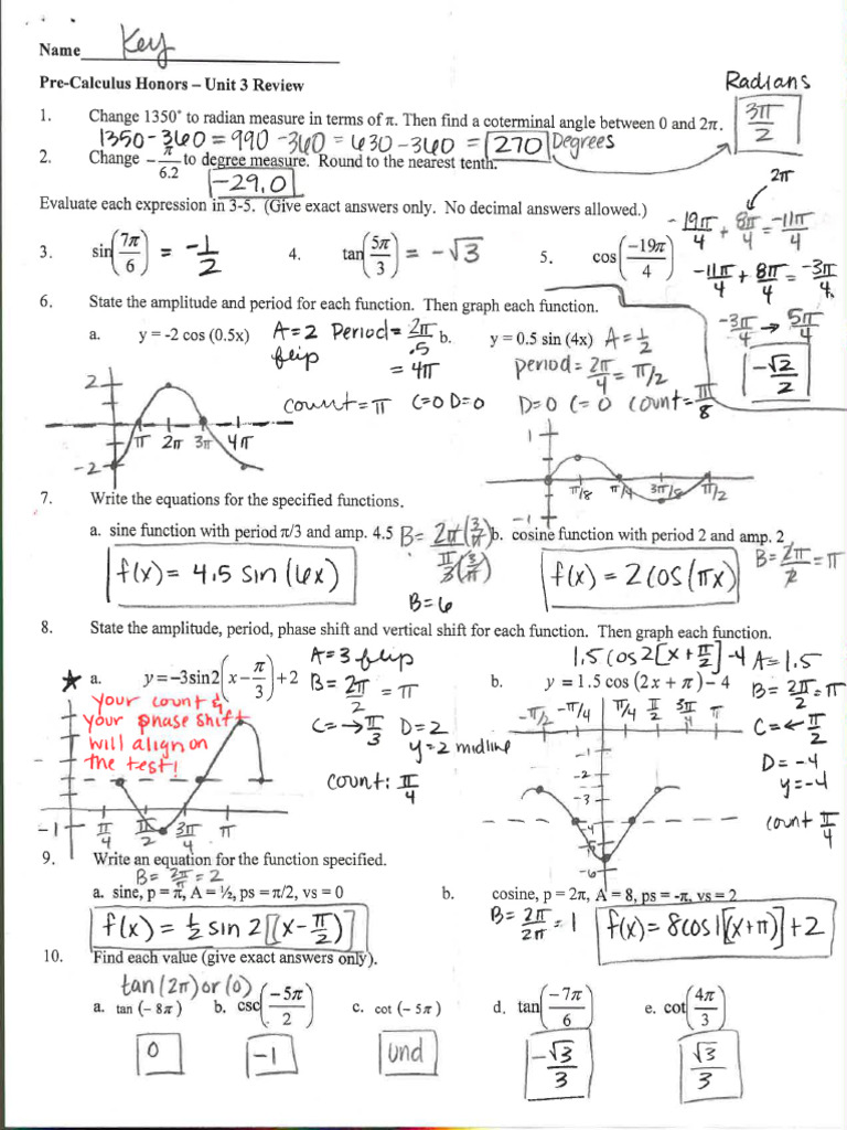 Unit 3 Test Review KEY | PDF