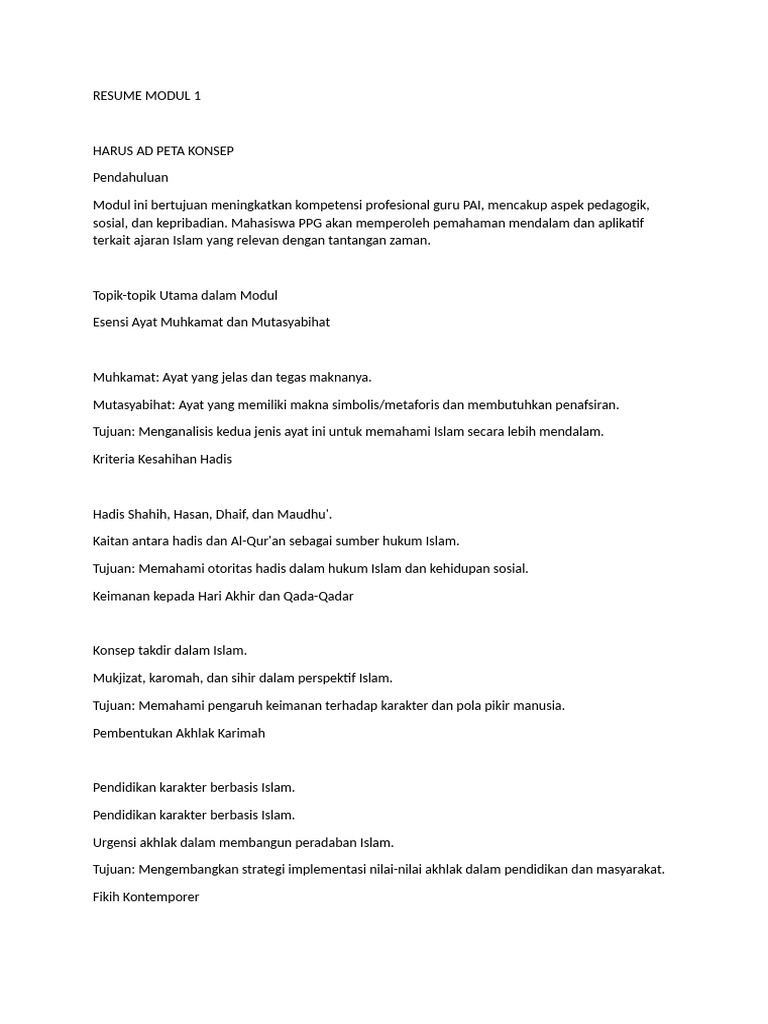 Resume Modul 1 PPG PAI: Kompetensi Guru | PDF