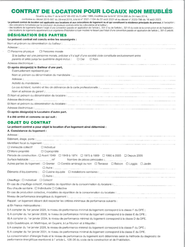 Contrat de Location Pour Locaux Non Meublés | PDF