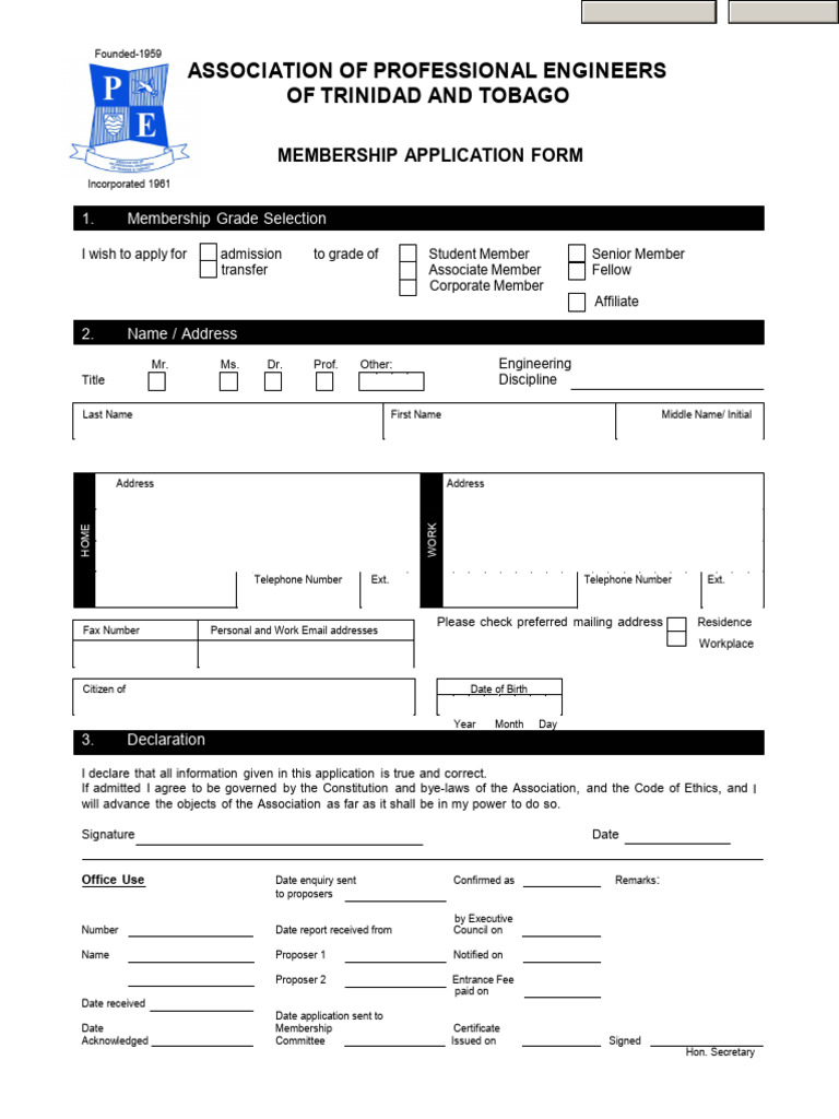 Membership Application for Engineers | PDF | University And College ...