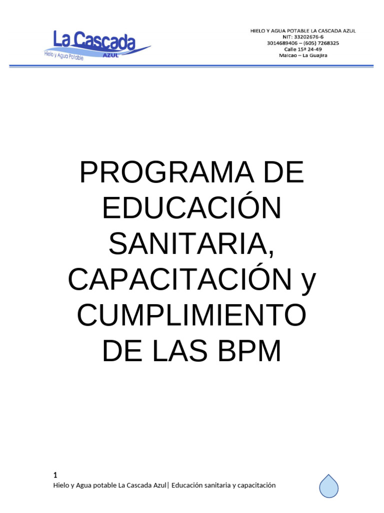 Programa de Edu. y Cap. en BPM | PDF | Análisis de Riesgo y Puntos Críticos de Control | Alimentos