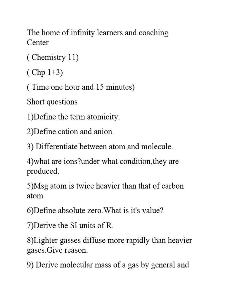 Chemistry 11 (CH 1 3) | PDF