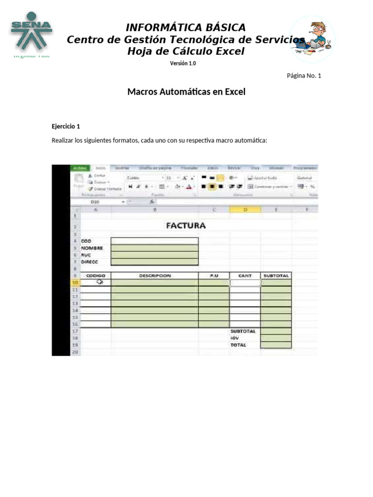 Ejercicio Macros Automáticas en Excel | PDF | Microsoft Excel | Hoja de cálculo