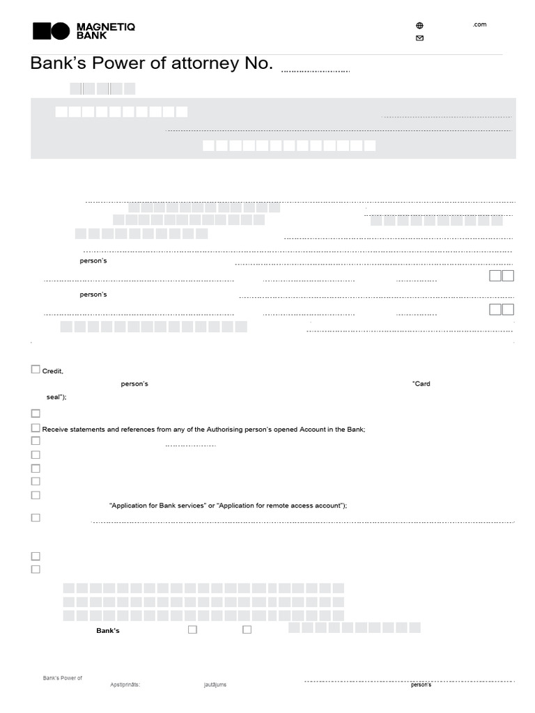 Bank Power of Attorney Template | PDF | Banks | Power Of Attorney