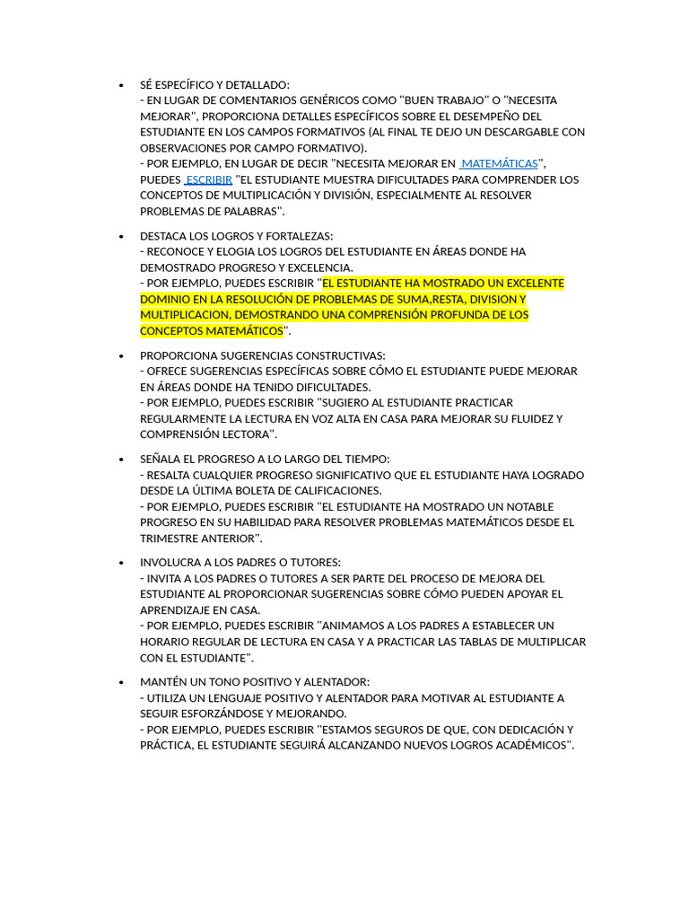 Sé Específico y Detallado | PDF
