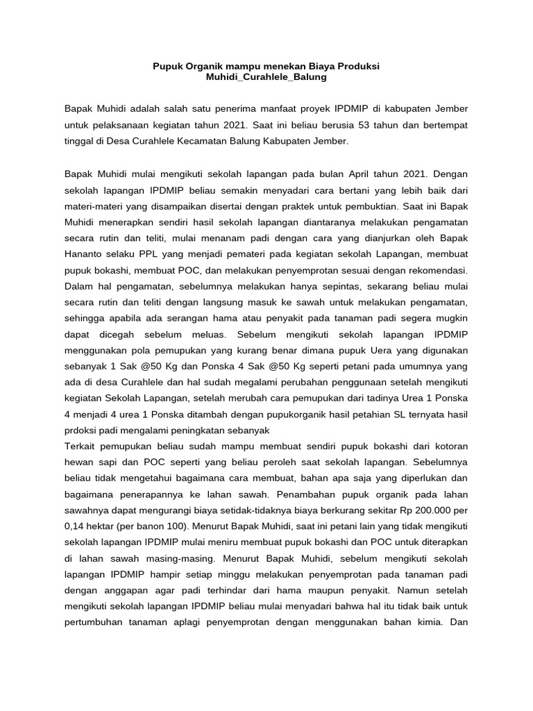 Cerita Pak Muhidi - Curahlele - Balung - Dewasa | PDF