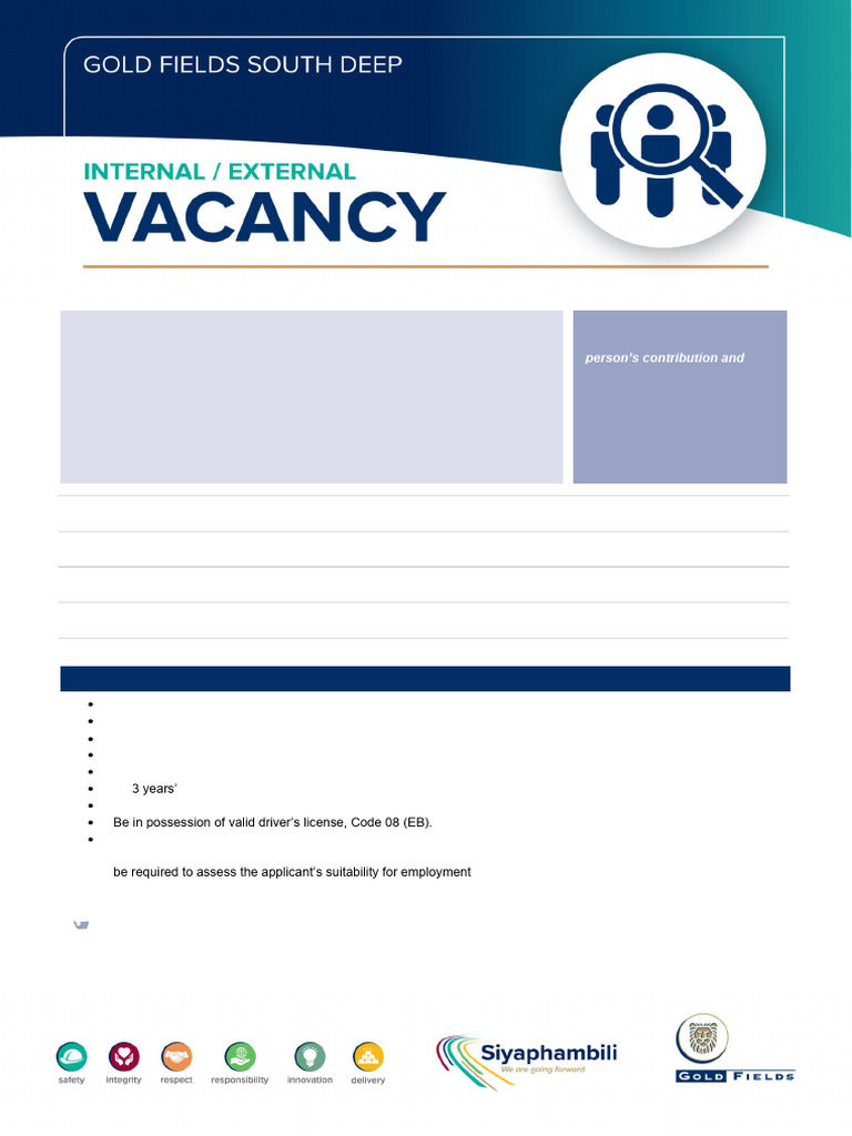 Syncromine Admin Role at South Deep Mine | PDF | Recruitment ...
