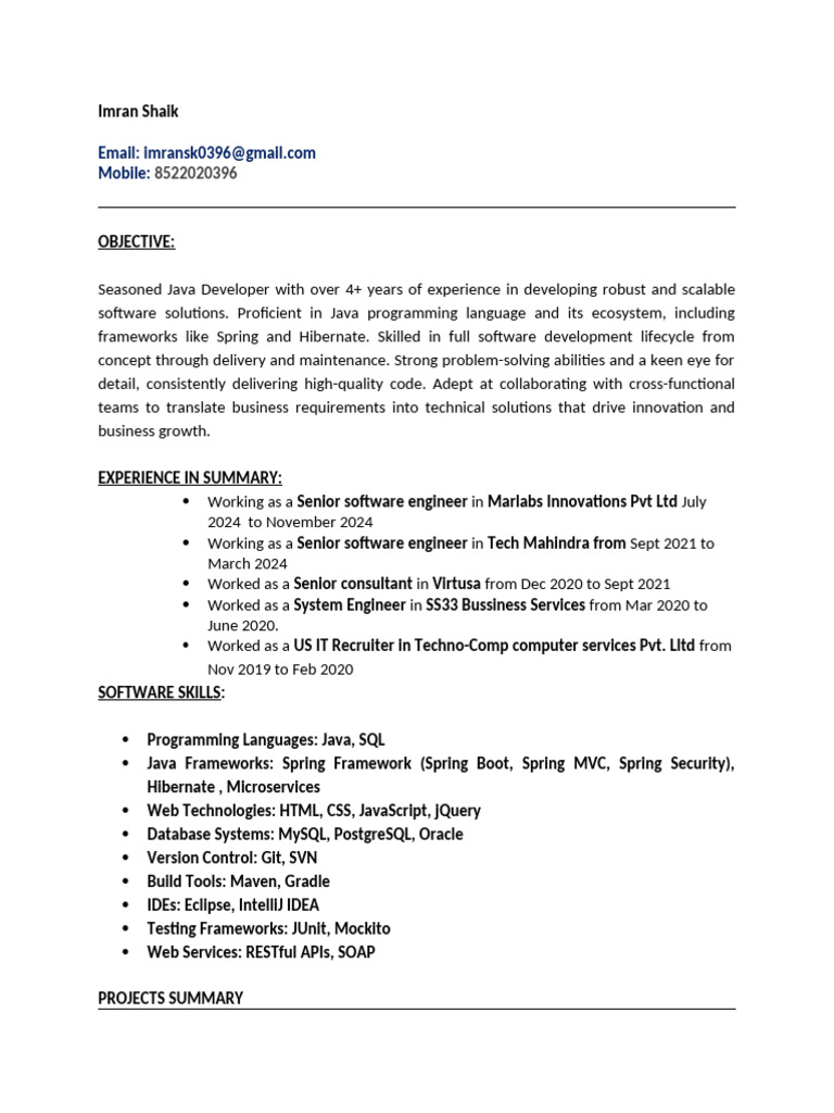 Imran Shaik - Updated Resume | PDF | Software Development | Java (Programming Language)