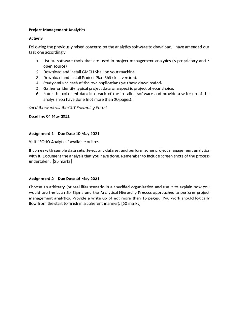 Proj Management weekend Activity | PDF