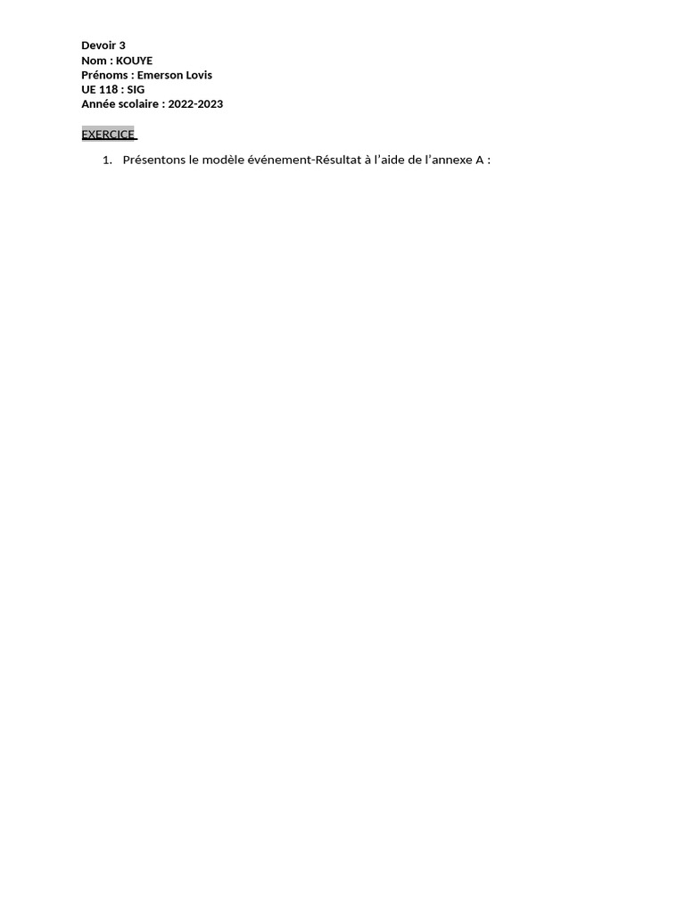 Modèle Événement-Résultat en SIG | PDF